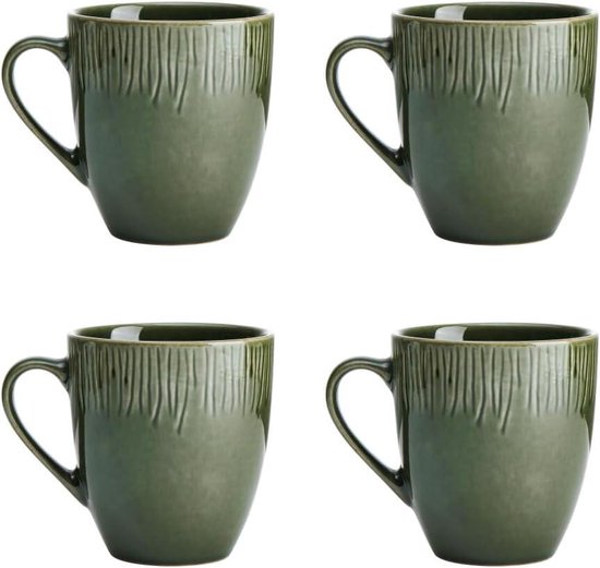 4-delige mokkenset groen - set van 4 mokken 420 ml aardewerk - voor ...