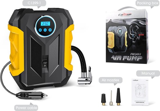 Huiselijk Geluk Draagbare Auto Luchtcompressor 120W 12V - Digitale Band ...