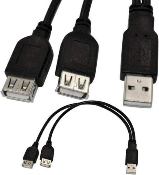 USB Verleng Splitter kabel Male naar 2x Female | bol.com