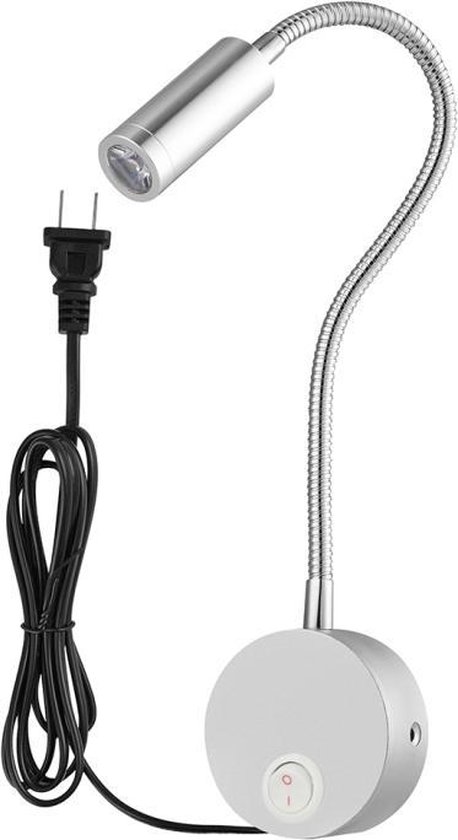 3W zilveren Shell flexibele Goose nek wit licht LED Lamp leeslamp 160 ...