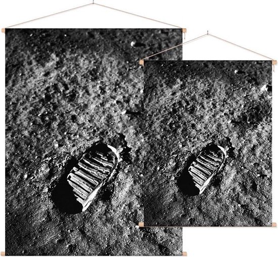 Apollo 11 lunar footprint (maanlanding) - Foto op Textielposter - 90 x ...