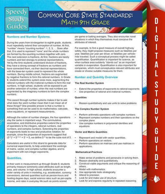 Common Core State Standards: Math 9th Grade (Speedy Study Guides ...