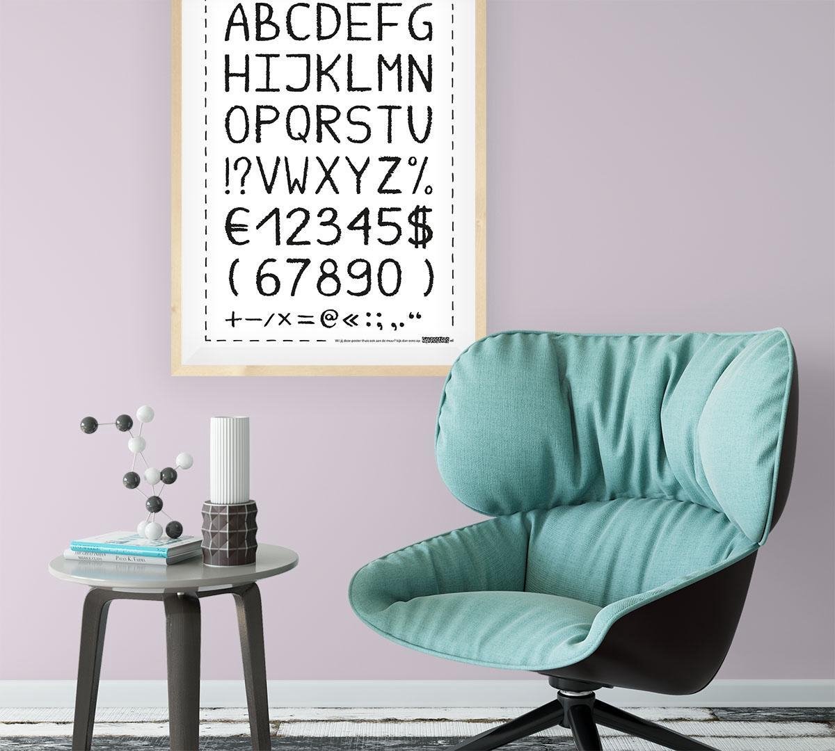 Educatieve poster (Posterpapier) - Alfanumeriek wit krijtbord - 29.7 x ...