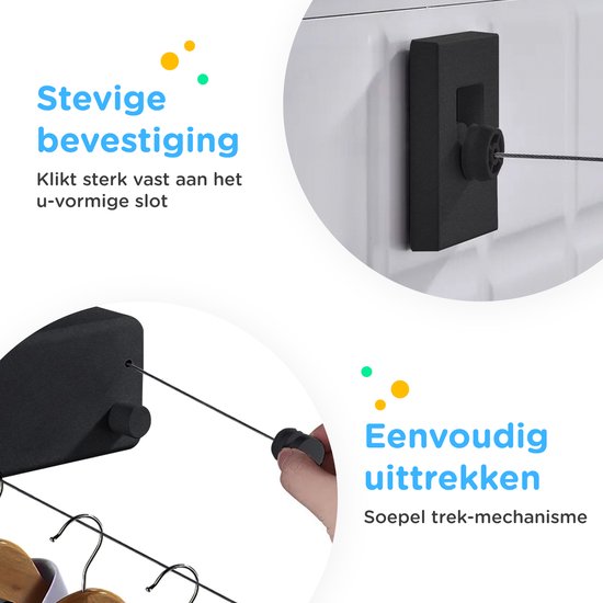 Jubbly® – Waslijn Uittrekbaar – 2x 4,2 meter – Stevig Waslijndraad met ...