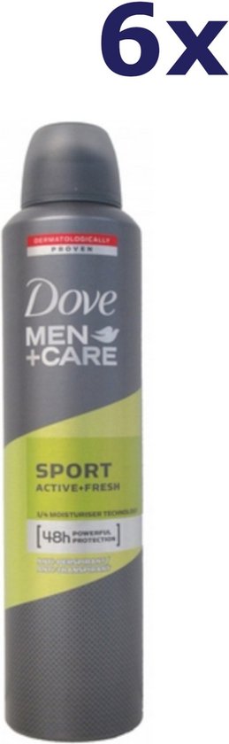 6x Dove Deospray Men - Care Sport Active + Fresh 250ml | bol.com