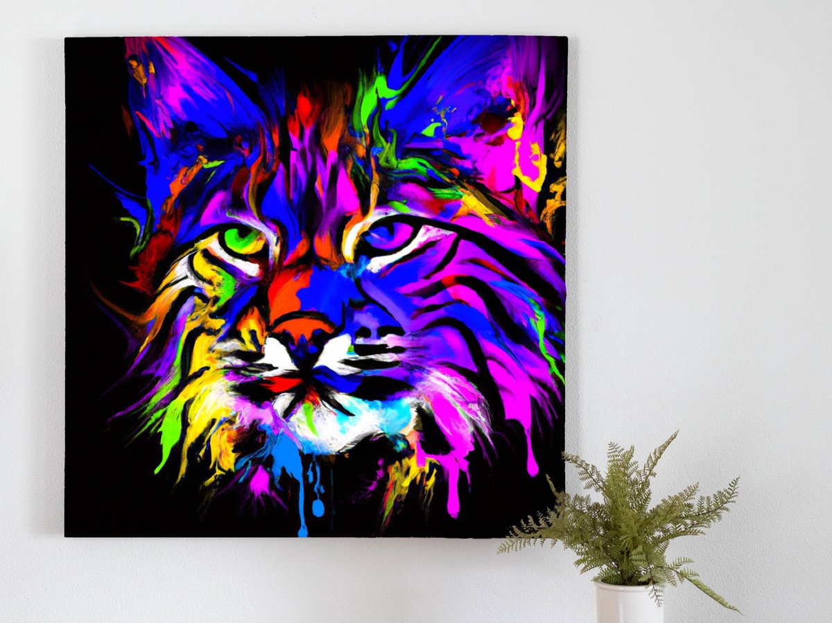 Bobby the Bobcat kunst - 100x100 centimeter op Canvas | Foto op Canvas ...