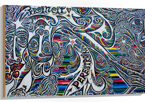 Hout - Patroon met Geometrische Figuren in Verschillende Felle Kleuren ...