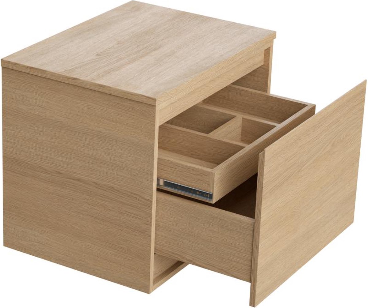 Meuble sous vasque à tiroir anglais, placage chêne, 60 cm, MESLIVA L 60 ...