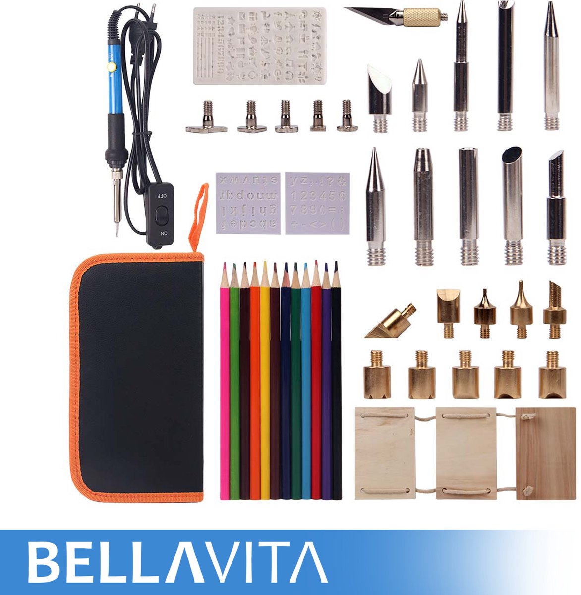 BELLAVITA Houtbrander set - Soldeerbout - 50 delig - Pyrografie ...