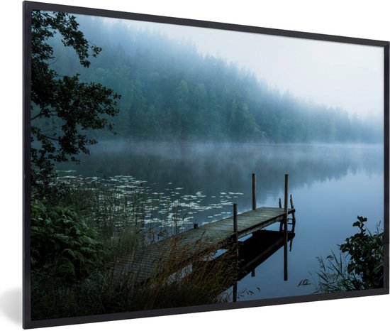 Fotolijst - Poster met lijst - Steiger - Meer - Mist - Bos - Poster ...