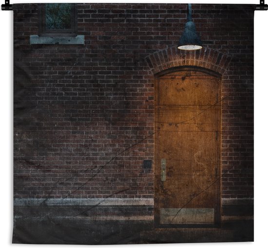 Wandkleed - Wanddoek - Deur - Muur - Lamp - Architectuur - 180x180 cm ...