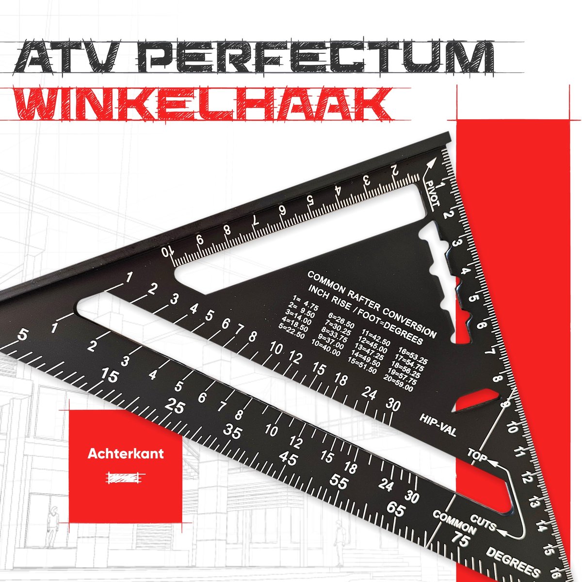 Winkelhaak set - incl. markeerpotlood + 6 navullingen - Blokhaak ...