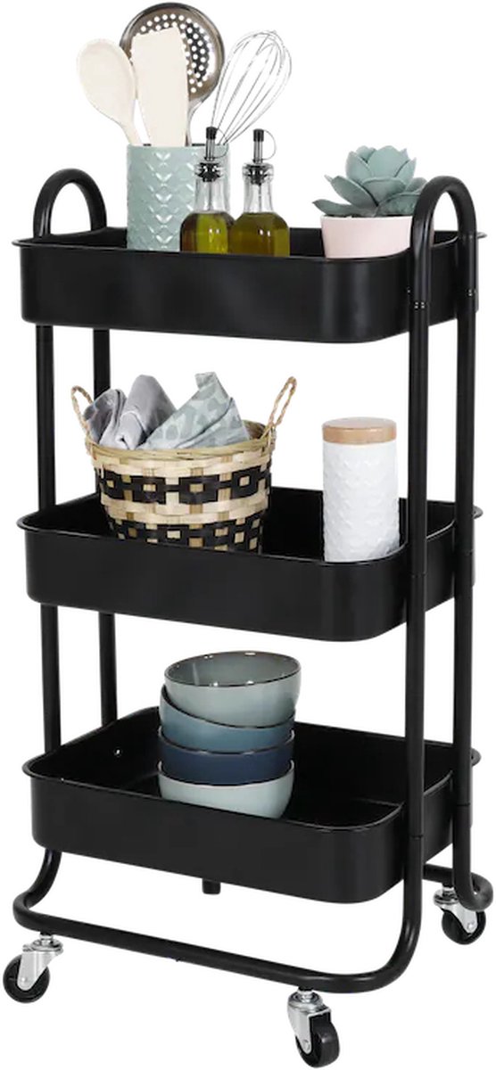 Multifunctionelle trolley - Zwart - kast op wieltjes – kar op wielen ...