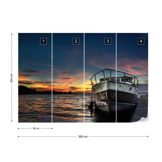 Fotobehang - Vlies Behang - Boot in Zee - 368 x 254 cm | bol
