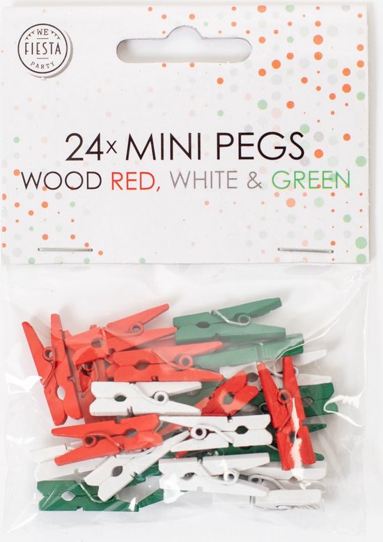 24x Mini Houten Knijpers Rood/Wit/Groen | bol.com