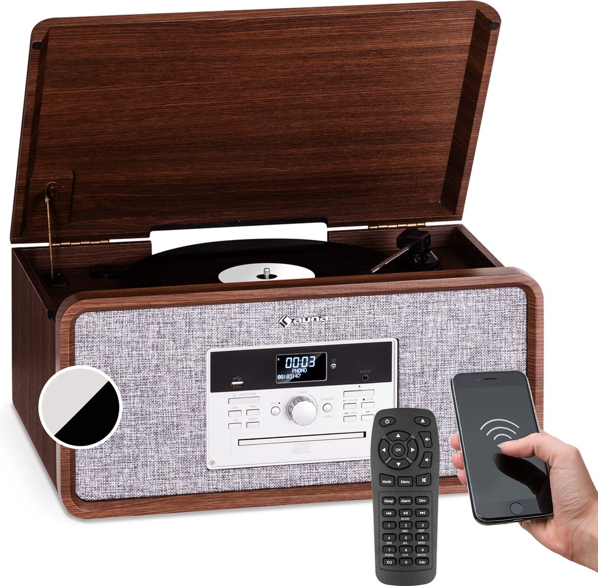 Auna Bella Ann stereo-installatie platenspeler | DAB+/FM radio ...