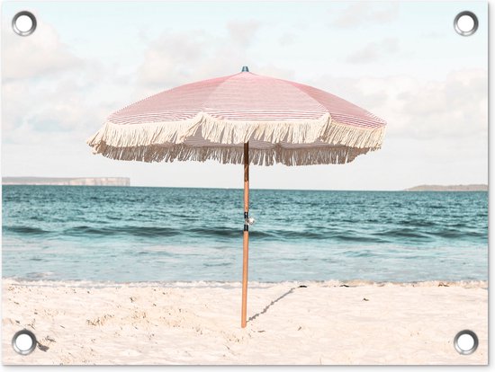 Tuin decoratie Parasol - Strand - Zee - Wolken - 40x30 cm | bol.com
