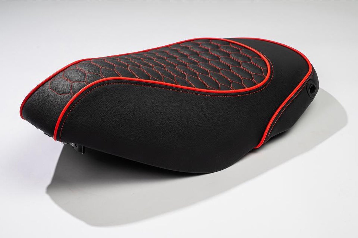 Piaggio zip zadel - scooterzadel - Diamond Robuust - zwart met rode ...