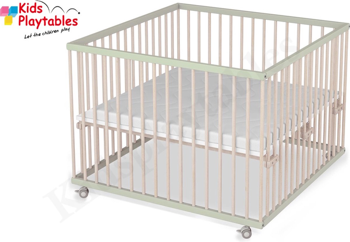 SÄMANN® Baby Box Premium 100x100 Mintgroen-Naturel met matras en in ...