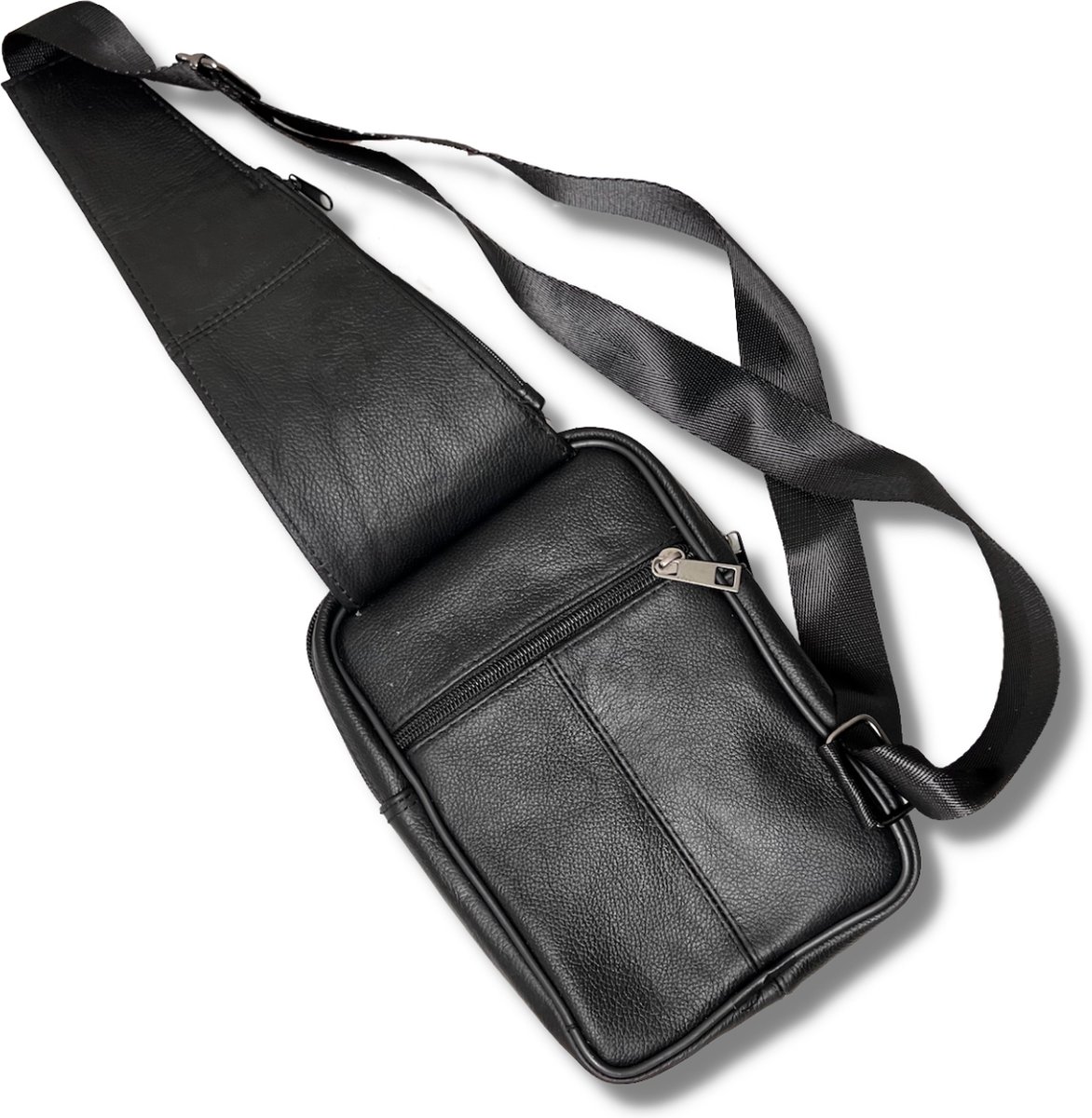 Lundholm Leren crossbody tas heren zwart buiktas - Crossbodytas heren ...