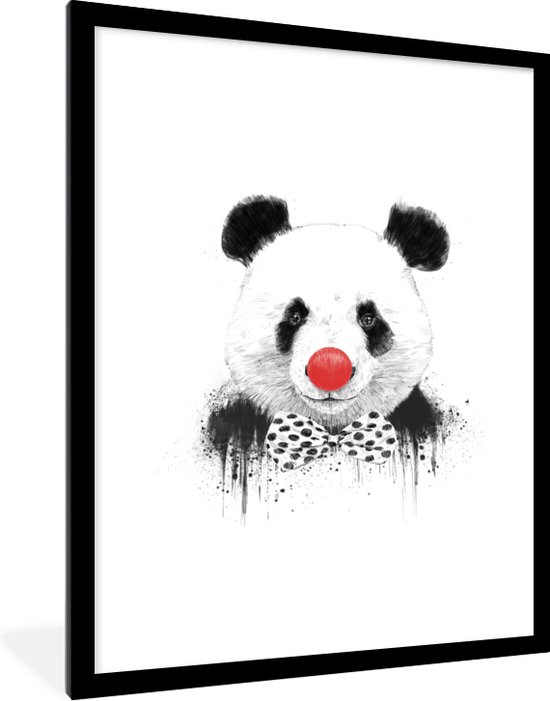Fotolijst incl. Poster - Panda - Clown - Strik - Neus - Rood - 60x80 cm ...