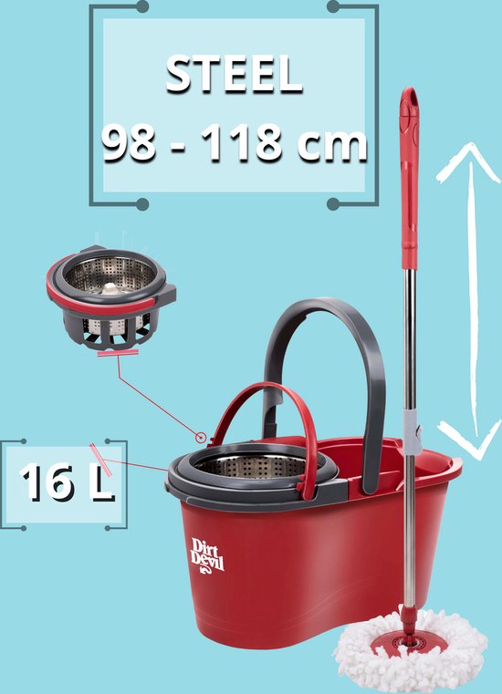 Dirt Devil 2in1 Dweilsysteem met Wringer - 16 Liter Emmer - 2 ...