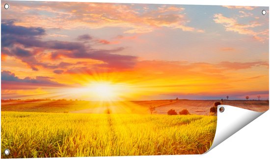 Gards Tuinposter Zonsopgang op het Ma sveld - 100x50 cm - Tuindoek ...