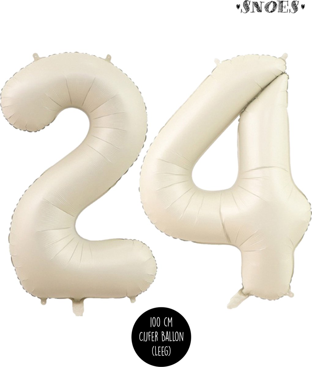Cijfer Helium Folie ballon XL - 24 jaar cijfer - Creme - Nude - 100 cm ...