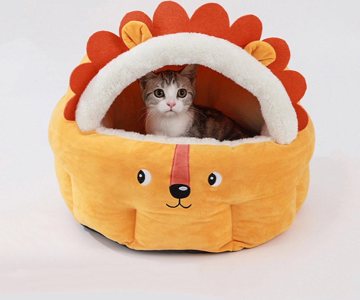Oranje kattenmand leeuw - Zacht en comfortabel - katoen - 43x43x18 cm ...