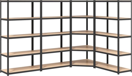 vidaXL - Opbergrekken - 4 - st - 5-laags - staal - en - bewerkt - hout ...