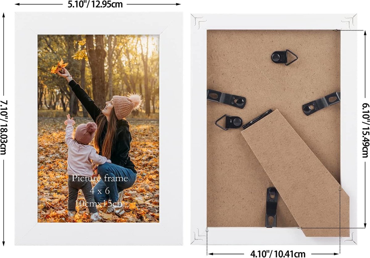 Set van 12 fotolijsten 10x15 met witte houtnerf frame, witte fotolijst ...