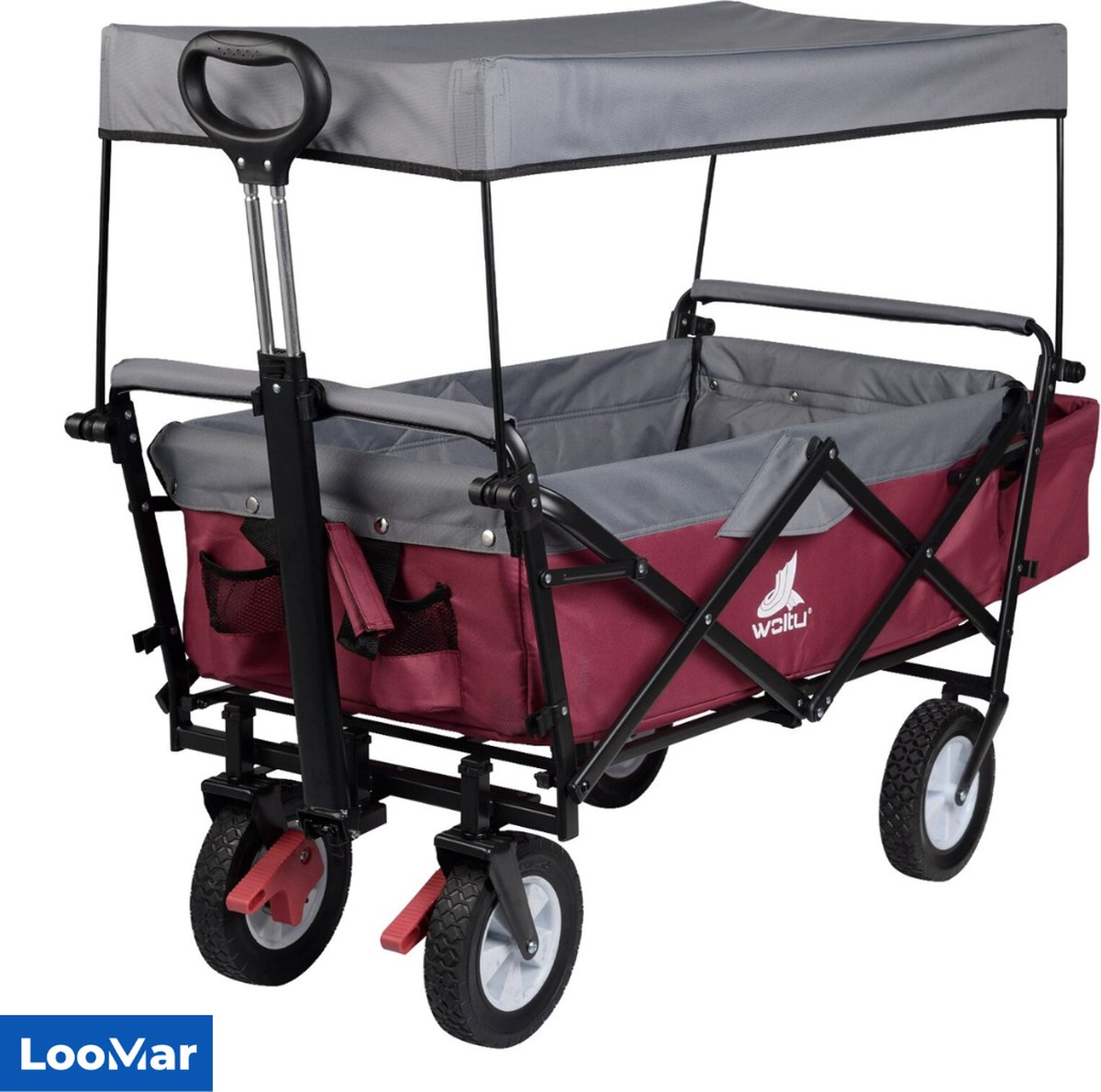LooMar Bolderkar - Opvouwbaar - met dakje - tuinkar - rubberen banden - bolderwagen -... | bol.com