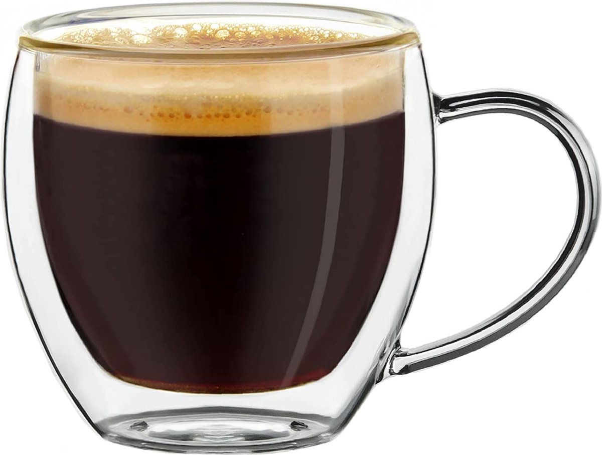 Verre à expresso, double paroi, avec anse, verre thermique, effet ...