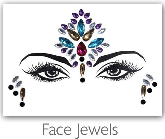 Festival Diamant Face Jewels (Zwart/Blauw/Paars) [Dots Strass Steentjes ...