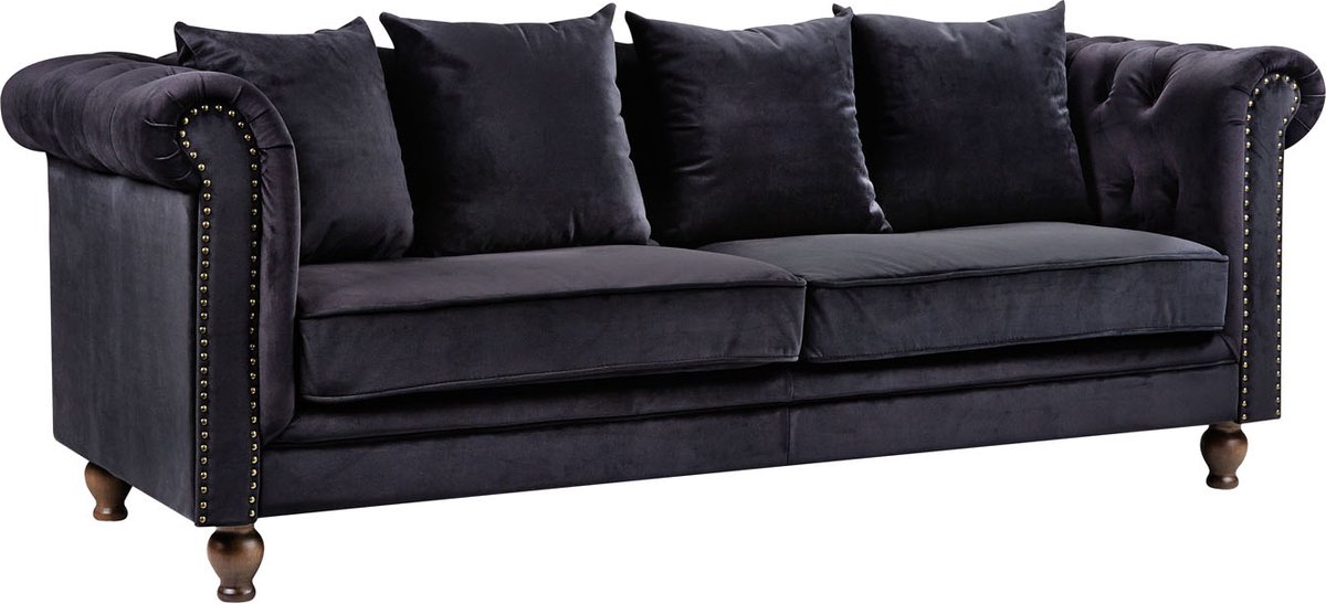 Velvet bank 3 persoons velours zwart. | bol.com