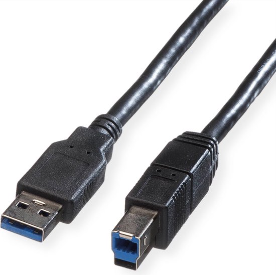 ROLINE USB 3.2 Gen 1 kabel, type A-B, zwart, 1,8 m | bol