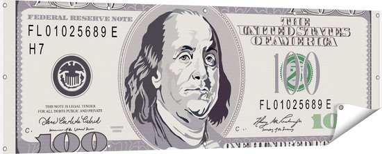 Gards Tuinposter Geld Dollar Biljet - Briefje van 100 Dollar - 180x60 ...