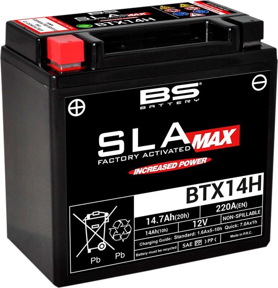 Bs Battery Btx14h Sla Max 12v 220 A Accu Zwart | bol