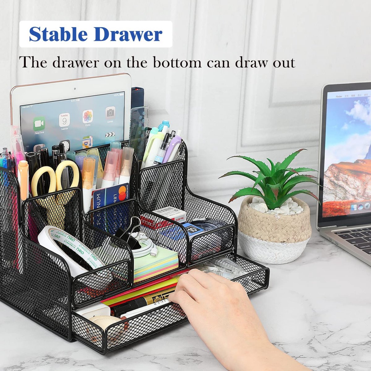 Bureau-organizer, opbergrek van ijzer met 8 vakken, mesh ...