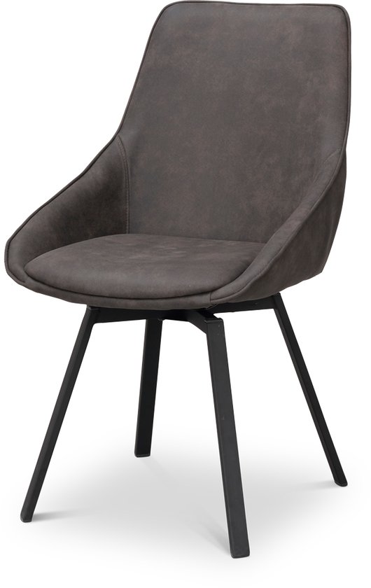 Chaise de salle à manger pivotante Alison simili cuir gris foncé - lot ...