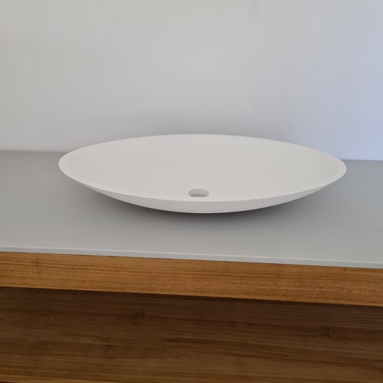 Djati - Solid Ovalado - waskom - ovaal - solid surface - 60 x 35 cm - mat wit | bol