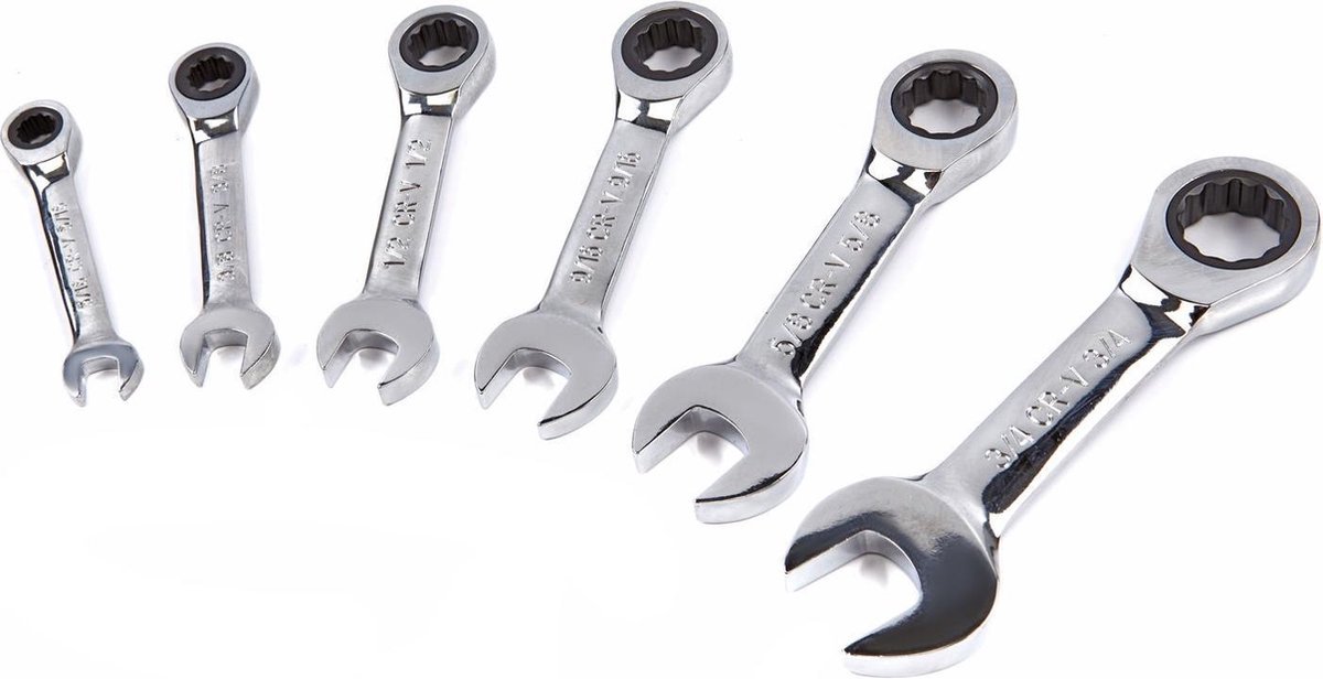 HBM 6 Delige Korte Ring,Ratel,Steeksleutelset Engelse Maten | bol.com