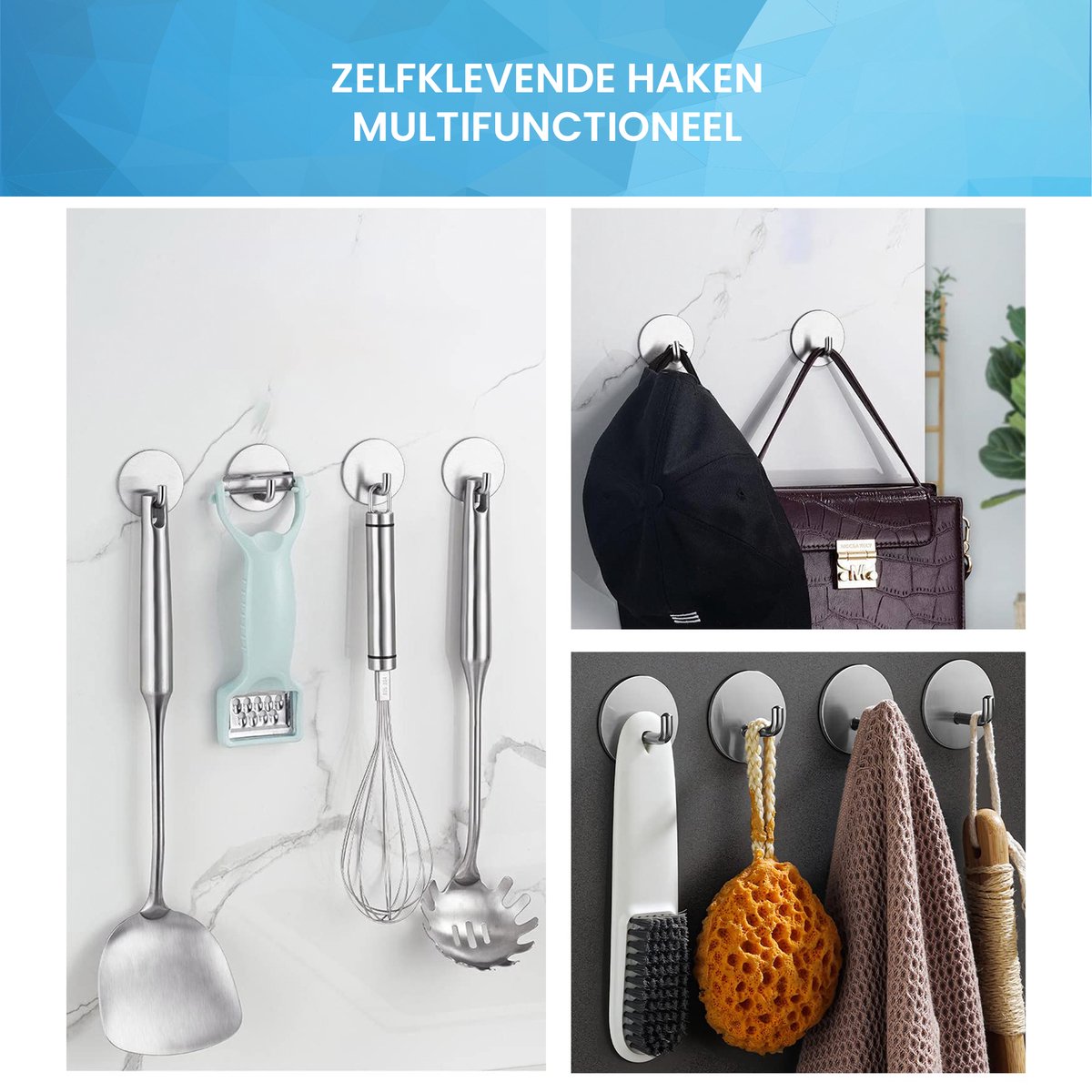 YONO Zelfklevende Haakjes met Scheermeshouder - Wandhaak Badkamer en ...