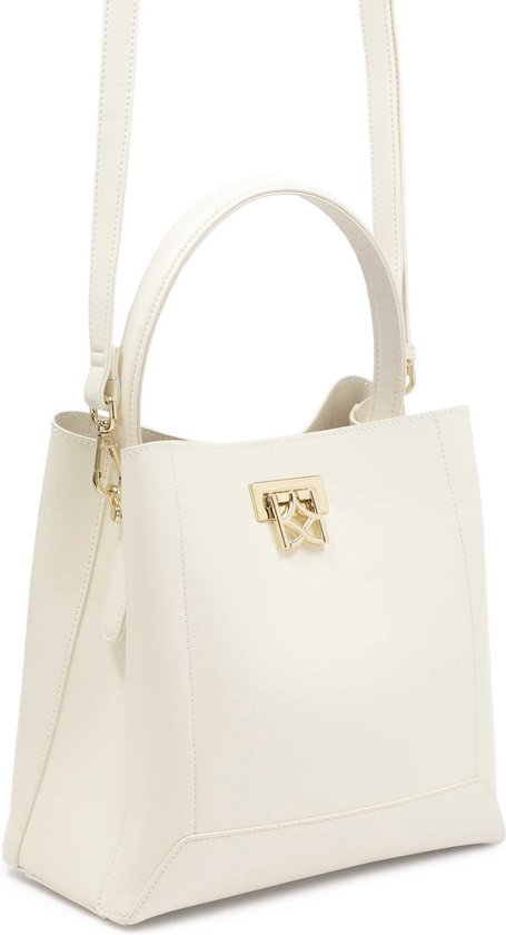 White leather bag with a handle for carrying in the hand | bol