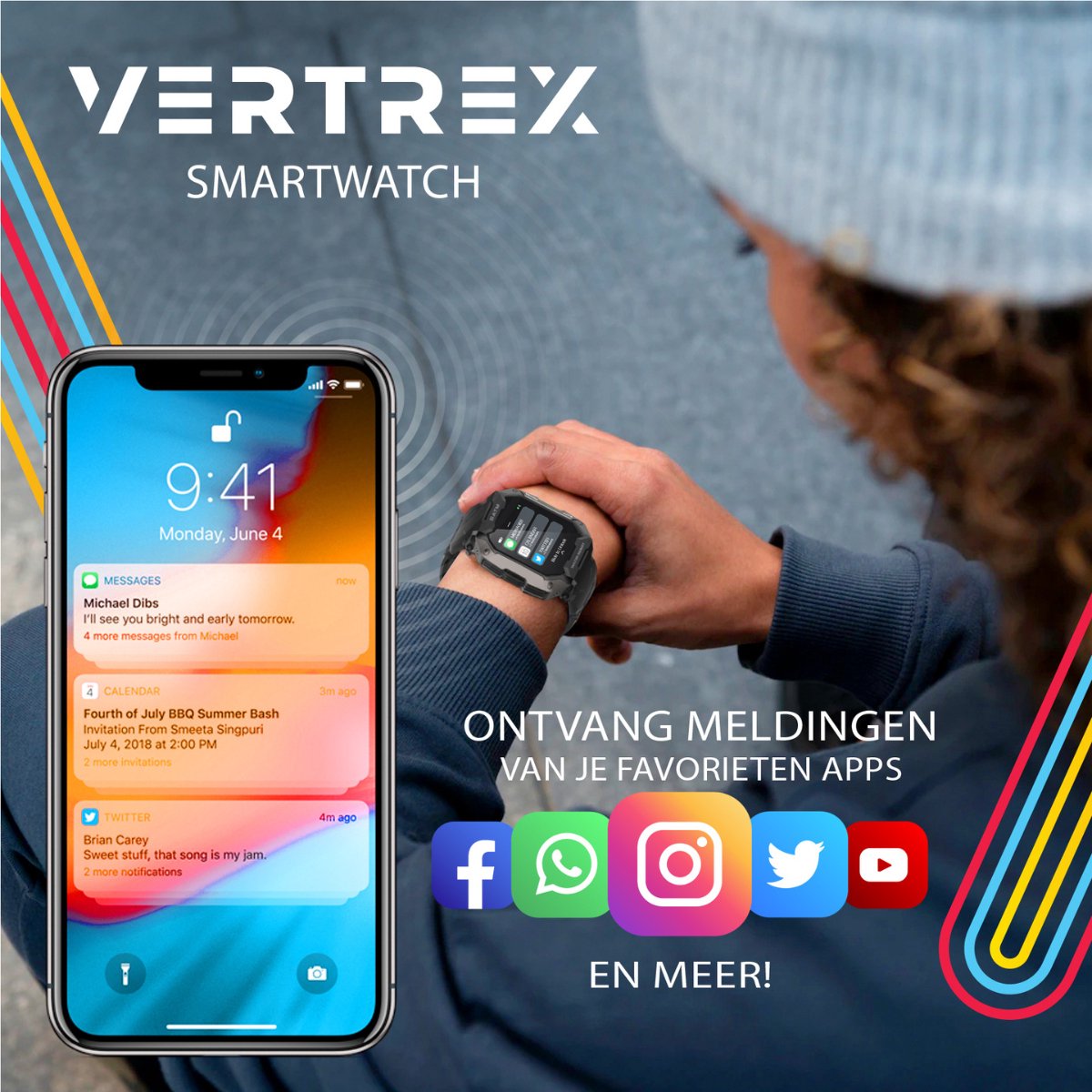Vertrex Smartwatch Heren - Horloge - Smartwatches - Android - Smart Watch -... | bol
