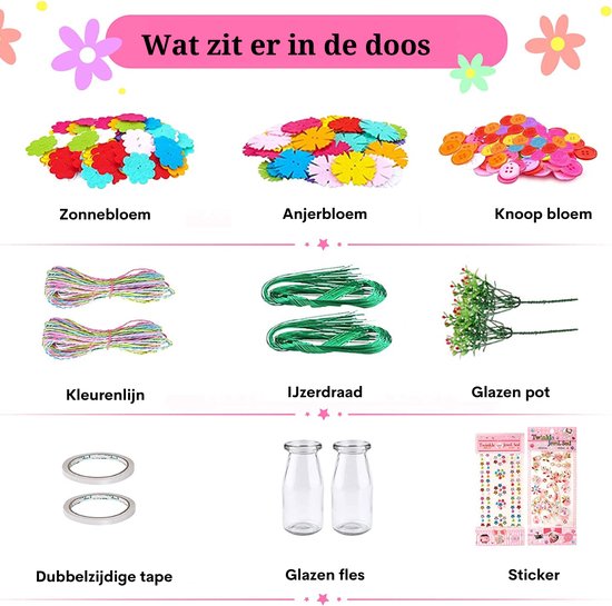 Knutsel Set - voor Kinderen - Knutselset - Bloemenkit, knutselen, vaas ...
