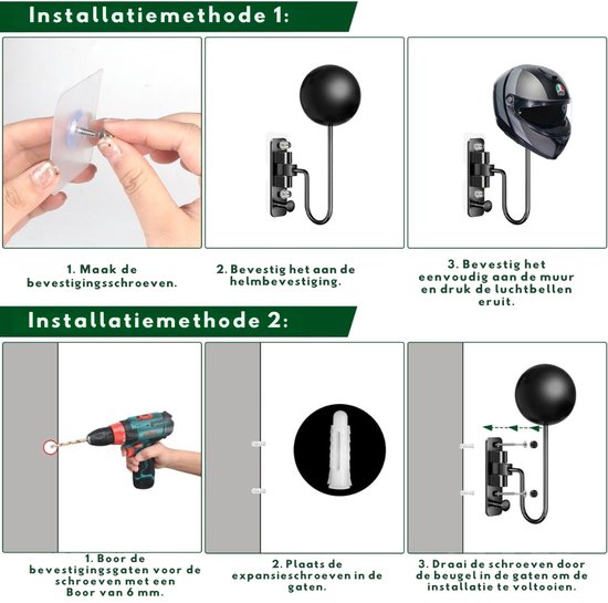 VIN® Helmhouder - Helm Houder - Helm Kapstok – 2 Pack - Helm Standaard ...