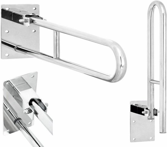 Inklapbare Wandbeugel met Greep voor Toilet of Douche - 50 cm - RVS | bol