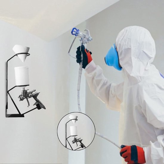 Verf Spuitpistool Stand Houder Zwart Staal Met Zeef - Handmatige Pomp ...