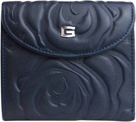Dames Portemonnee Leer Blauw Bloemenprint Kleine Muntportemonnee | bol